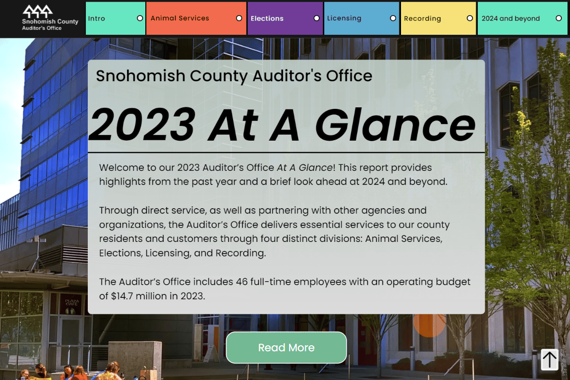 Snohomish County Auditor's Office annual At A Glance reports